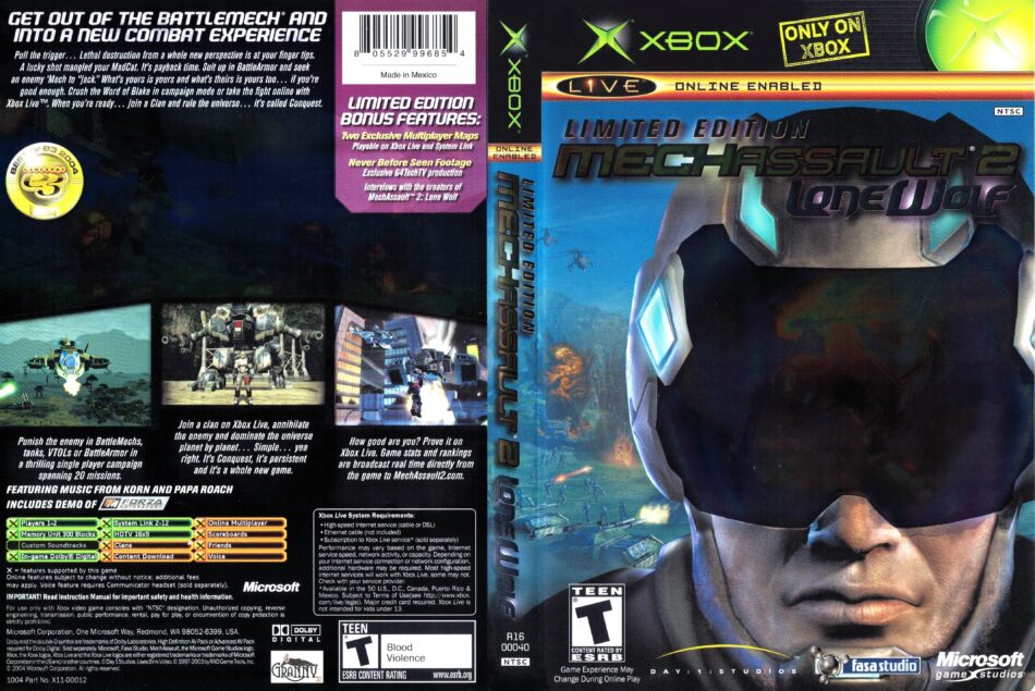MechAssault 2: Lone Wolf (Limited Edition) (2004) XBOX NTSC retail cover - DVDcover.Com