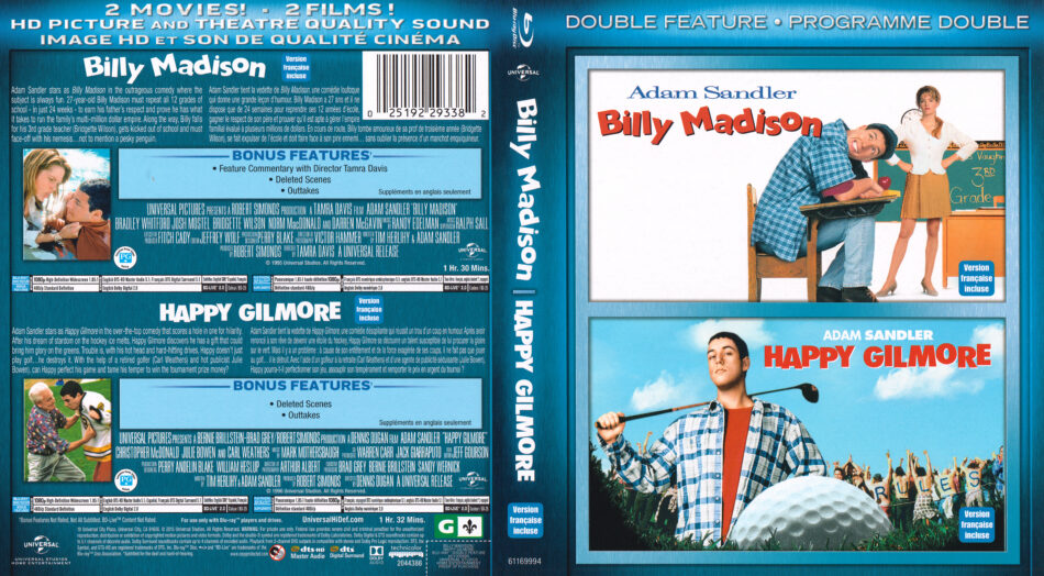 Happy Gilmore (1995) Billy Madison (1996) Blu-Ray & DVD Covers ...