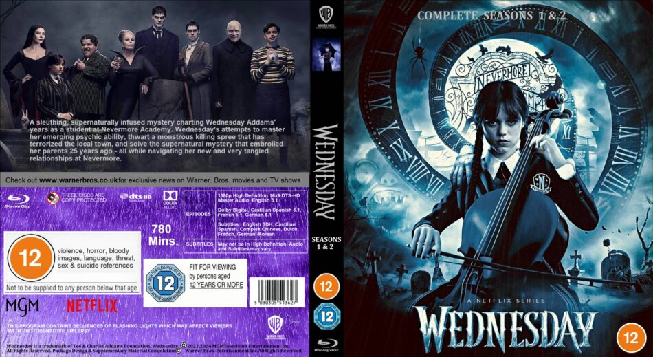 Wednesday Seasons 1 & 2 (2022-2025) Custom Blu Ray Cover and Labels ...