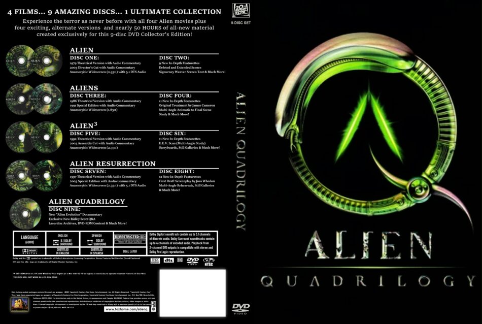 Alien Quadrilogy (2003) R1 Custom Cover and Original Disc Labels ...