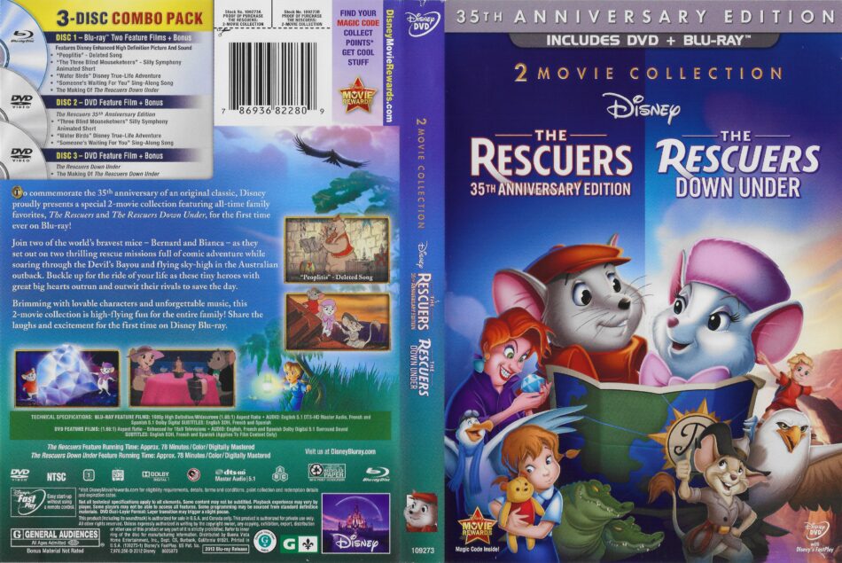 The Rescuers 2-Movie Collection (2012) R1 3 Disc Set - DVD Case Cover ...