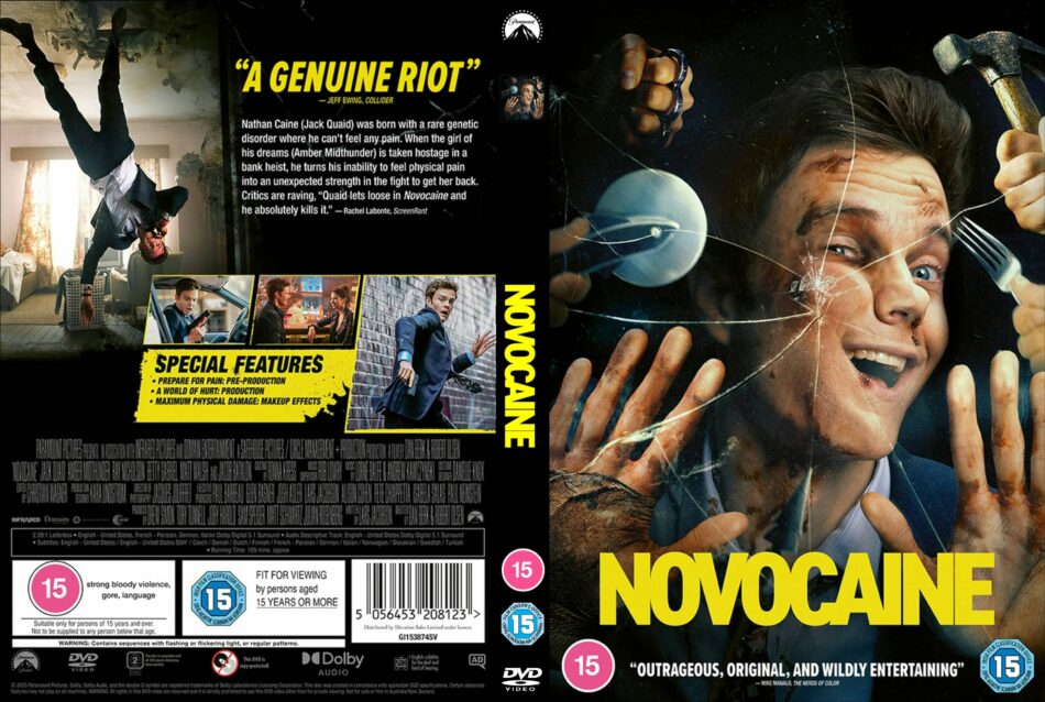 Novocaine (2025) R2 UK Custom DVD Cover and Label - DVDcover.Com