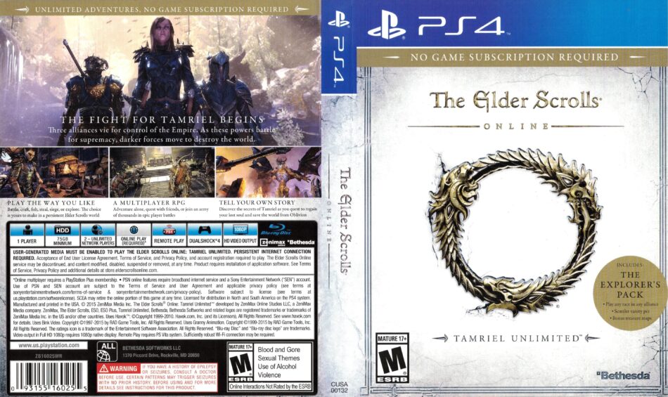 The Elder Scrolls Online (2015) PS4 NTSC retail cover - DVDcover.Com