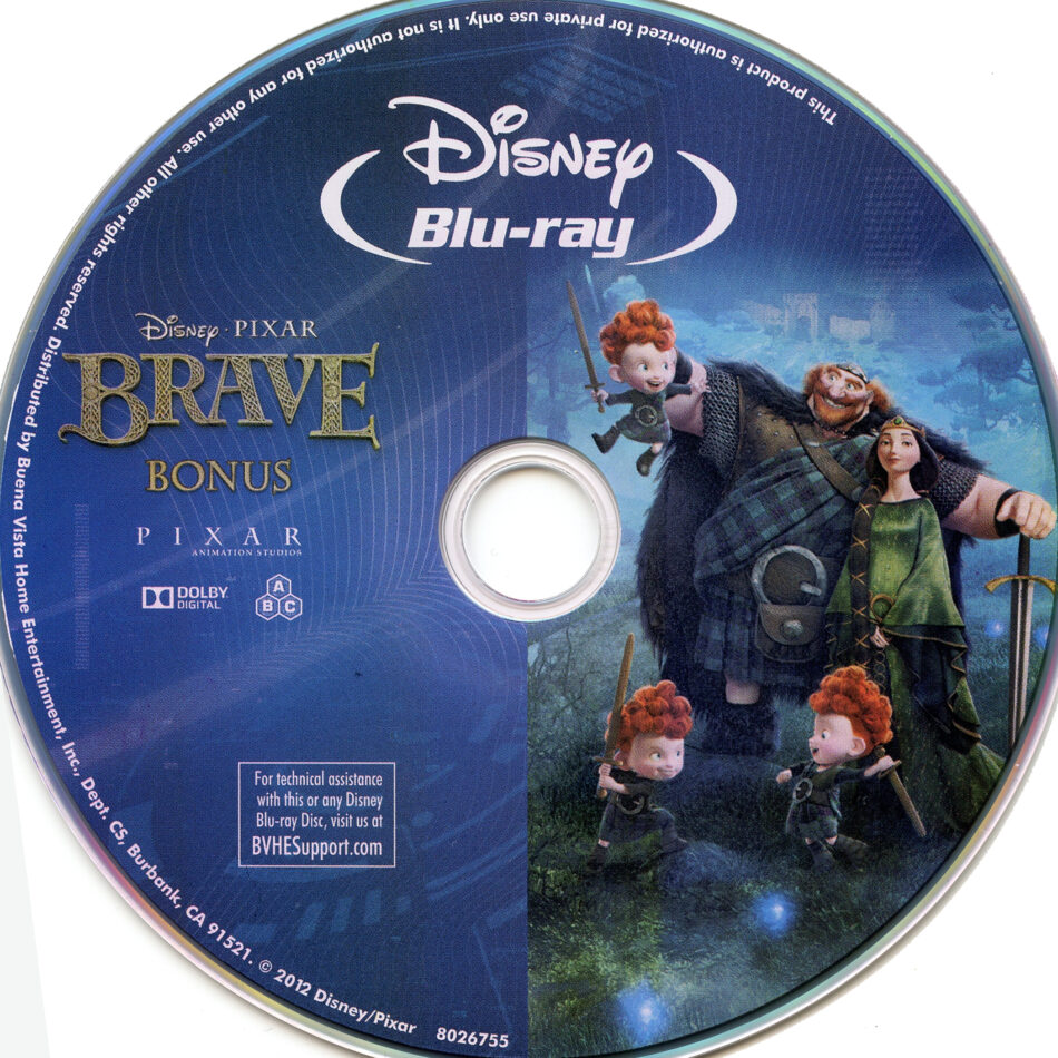 Brave (2012) CE R1 - Blu-Ray DVD - CD Label, DVD Cover, Front Cover