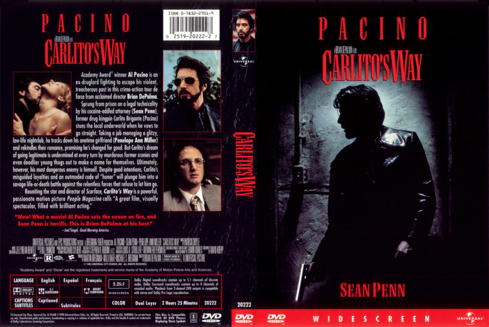 Carlito's Way (1993) WS R1 - Movie DVD - CD label, DVD Cover, Front Cover