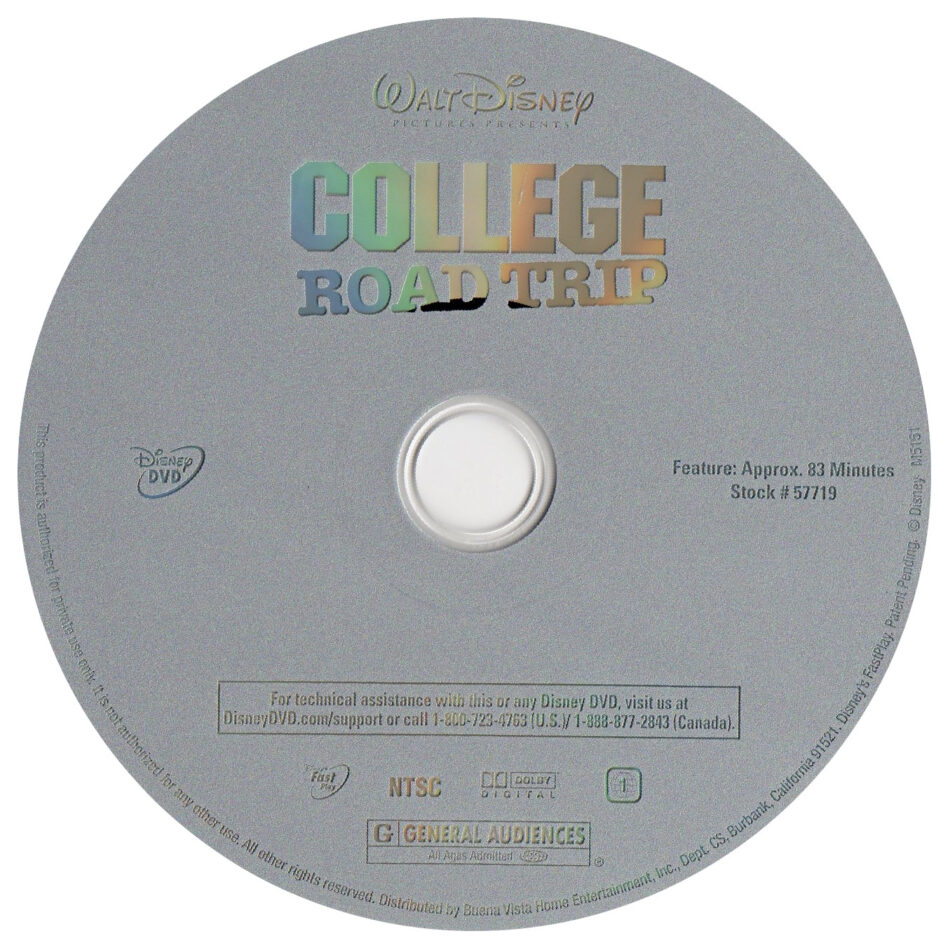 College Road Trip (2008) WS R1 - Movie DVD - CD label, DVD Cover, Front Cover