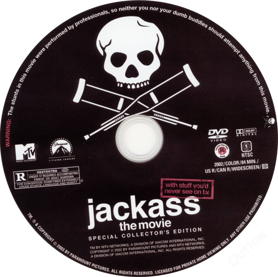 Jackass: The Movie (2002) WS R1 - Movie DVD - CD Label, DVD Cover ...