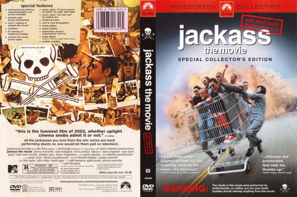 Jackass: The Movie (2002) WS R1 - Movie DVD - CD Label, DVD Cover ...