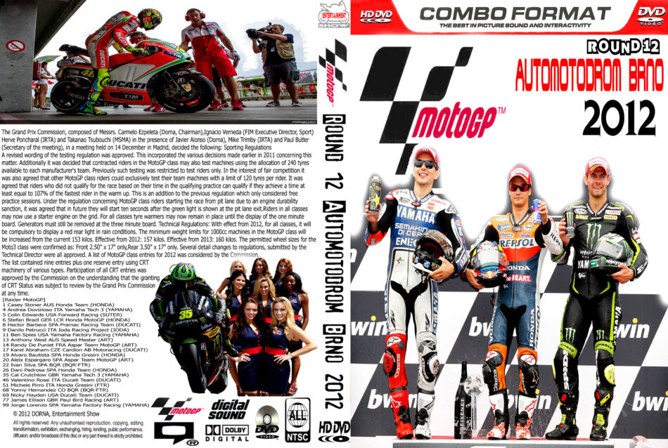 MotoGp Round 12 Automotodrom Brno (2012) WS R1 CUSTOM - Movie DVD ...
