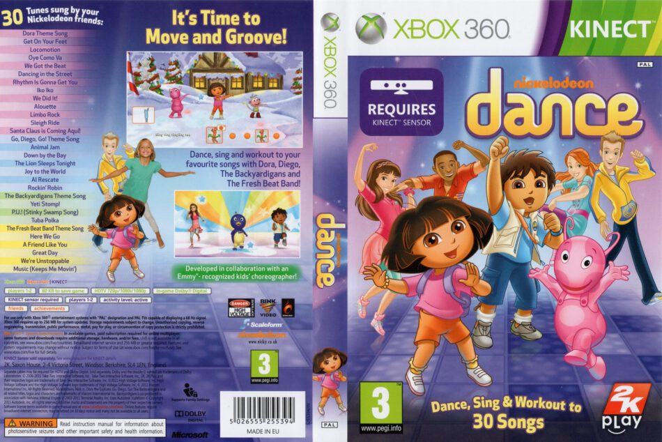 Nickelodeon Dance PAL - Xbox 360 - CD Label, DVD Cover, Front Cover