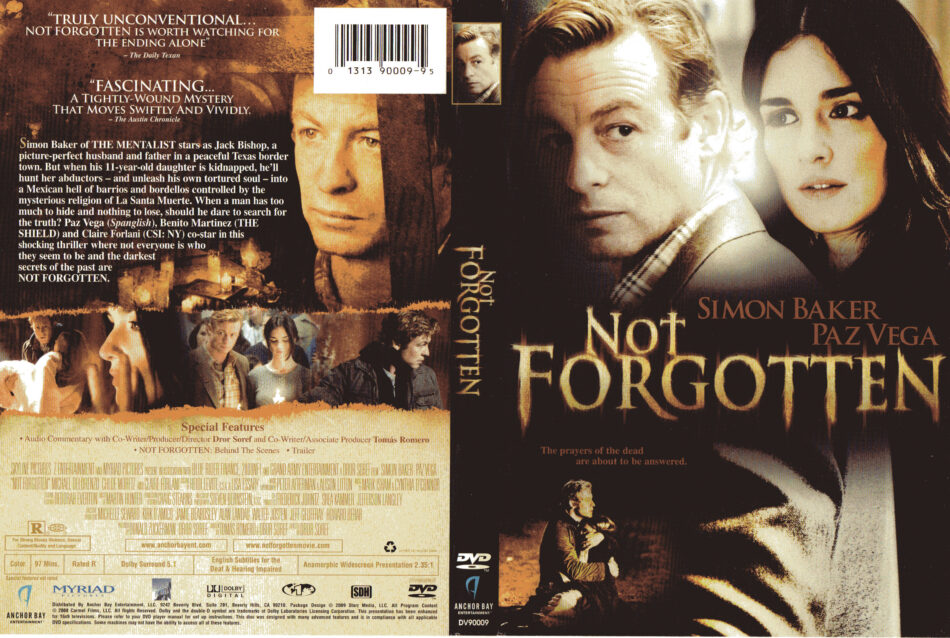 Not Forgotten (2009) WS R1 - Movie DVD - Front DVD Cover