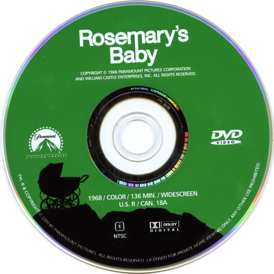 Rosemary's Baby (1968) WS R1 - Movie DVD - CD Label, DVD Cover, Front Cover