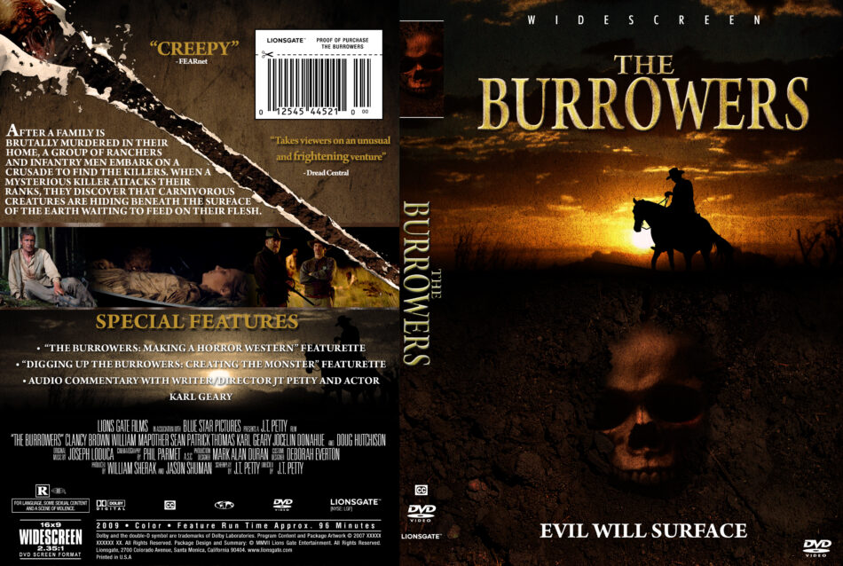 The Burrowers (2009) R1 - Movie DVD - CD Label, DVD Cover, Front Cover
