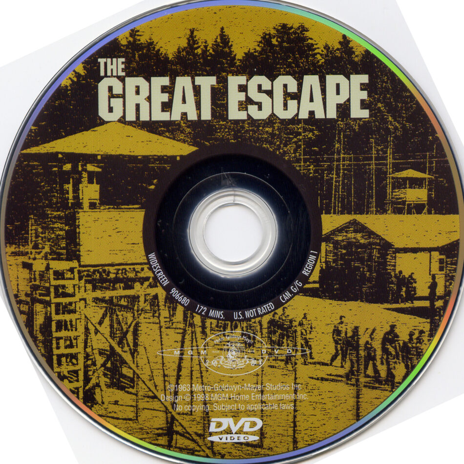 The Great Escape (1963) R1 - Movie DVD - CD Label, DVD Cover, Front Cover