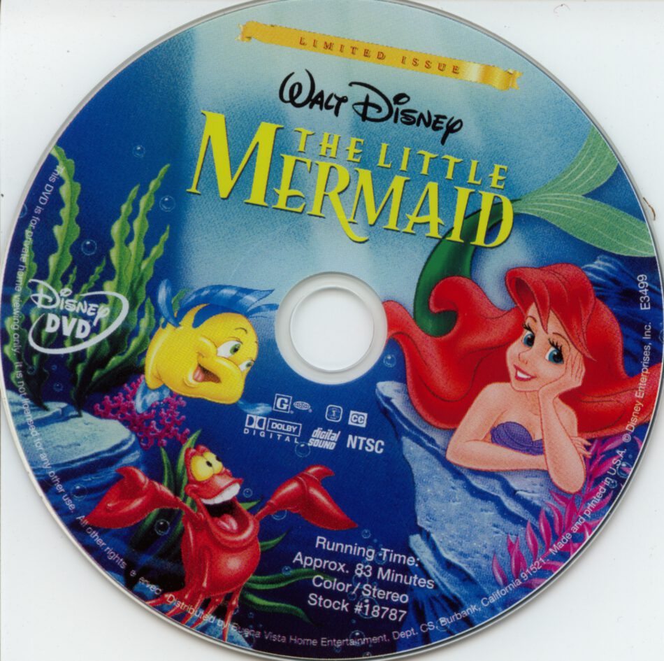 The Little Mermaid (1989) WS R1 - Cartoon DVD - CD Label, DVD Cover ...