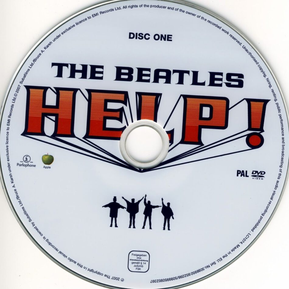 Help! (1965) R2 - Movie DVD - CD Label, DVD Cover, Front Cover