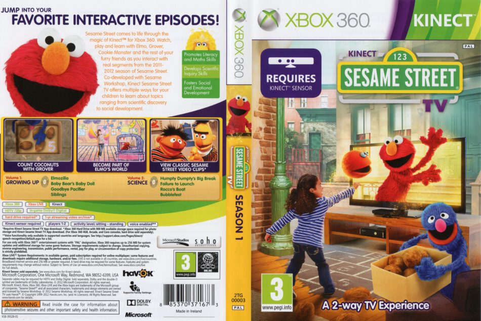 Sesame Street (2012) PAL - Xbox 360 - CD Label, DVD Cover, Front Cover