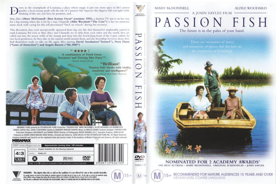 Passion Fish (1992) R4 - Movie DVD - CD Label, DVD Cover, Front Cover